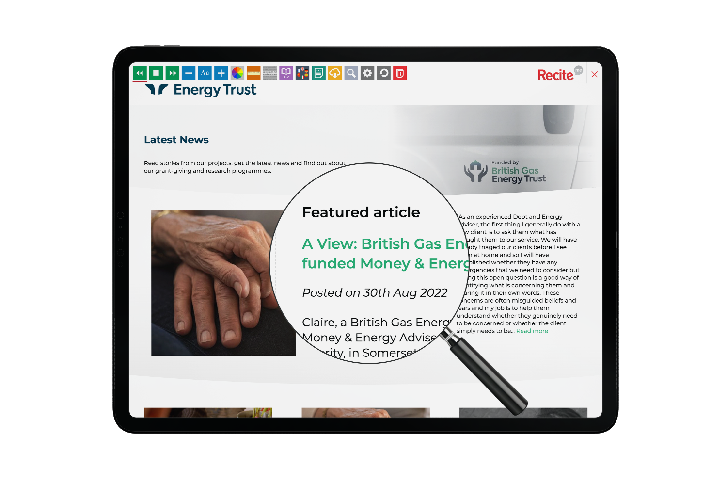 British Gas Energy Trust Support All Online | Recite Me
