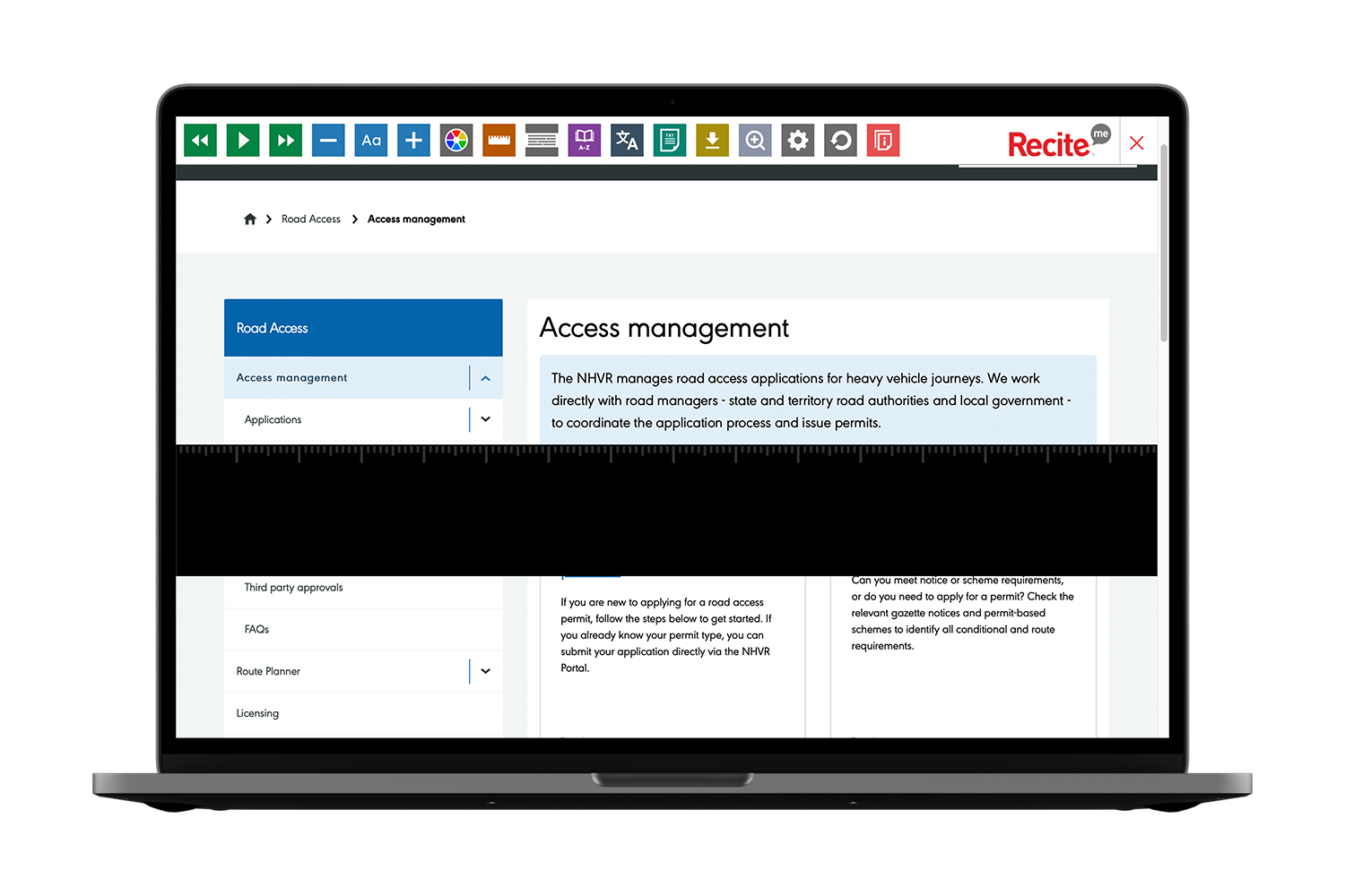 National Heavy Vehicle Regulator Provide Accessibility Tools | Recite Me