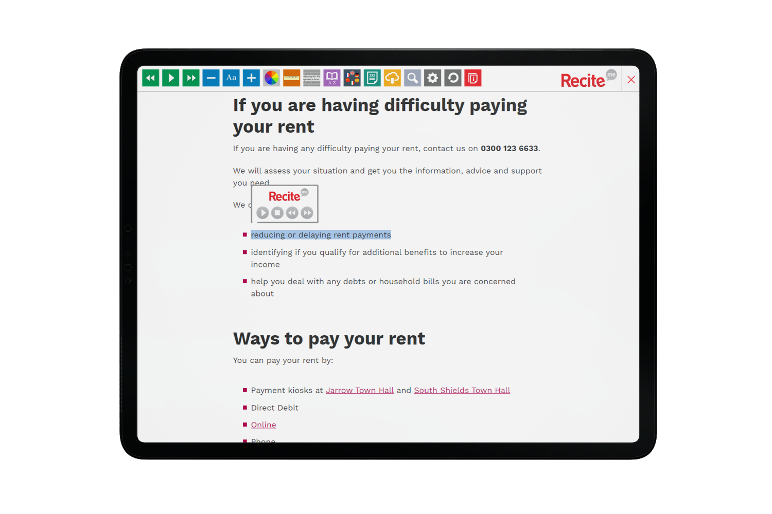 South Tyneside Homes Accessible Website | Recite Me