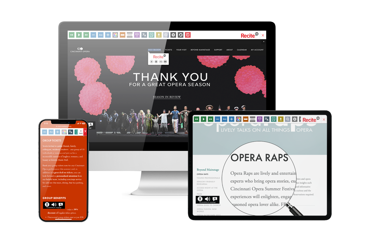 Cincinnati Opera Accessible Website | Recite Me