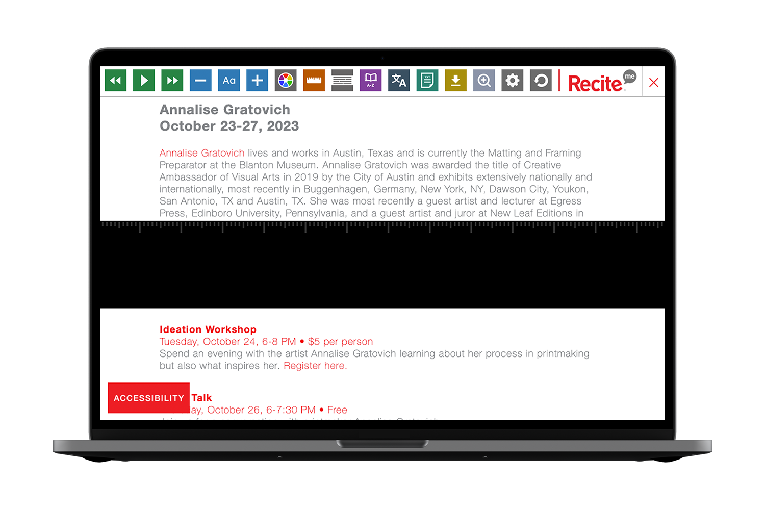 Plains Art Museum Accessible Website | Recite Me