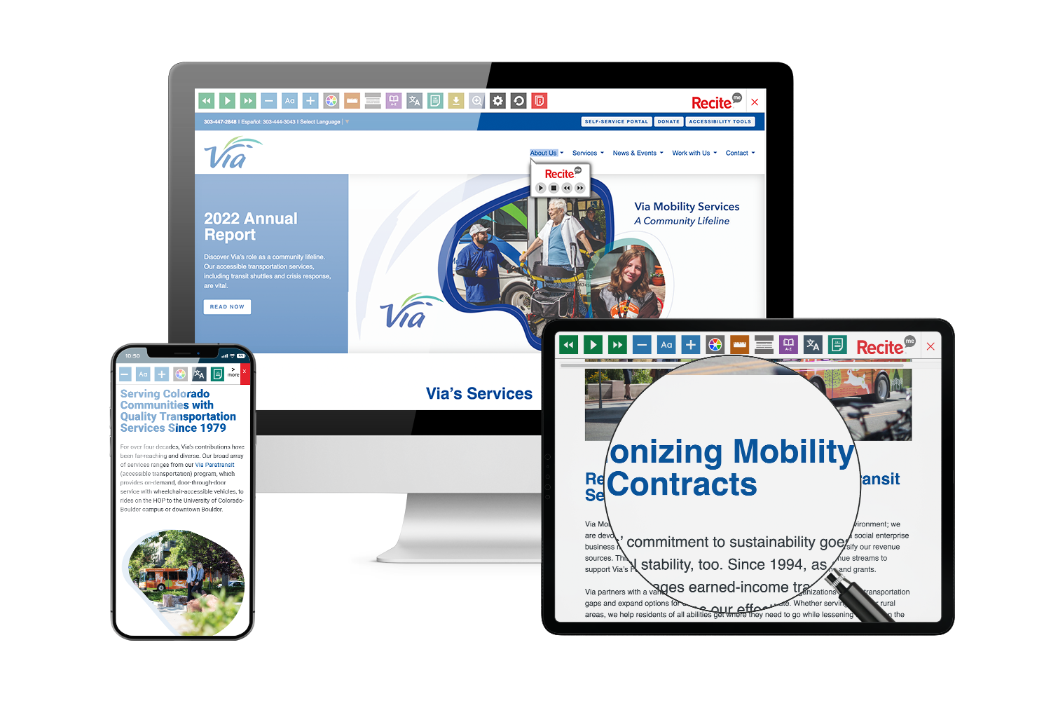 Via Mobility Services Accessible Website | Recite Me