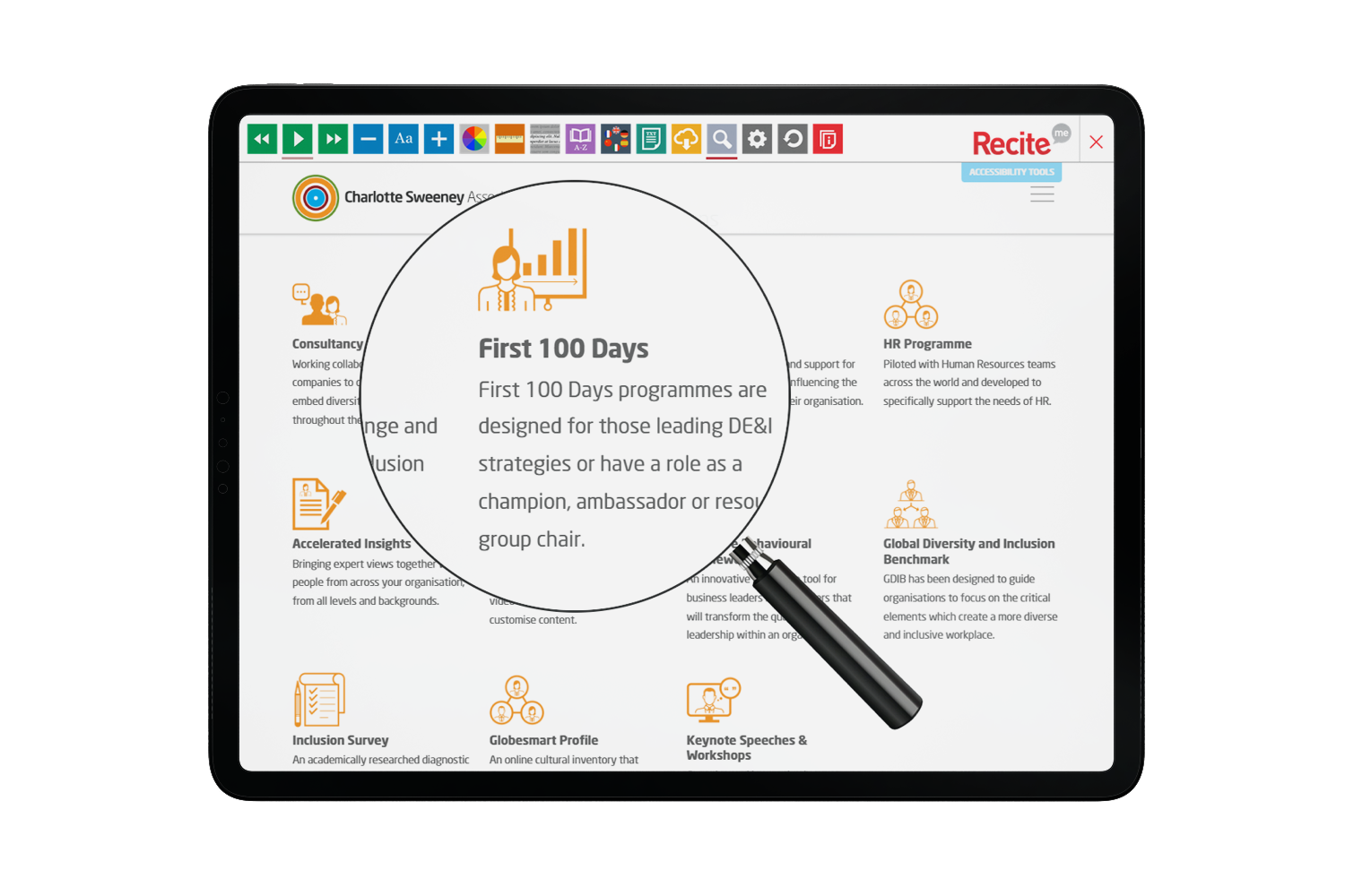 Charlotte Sweeney Associates Inclusive Website | Recite Me