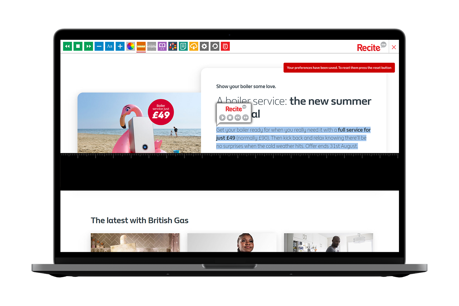 British Gas Provide Accessible Website | Recite Me
