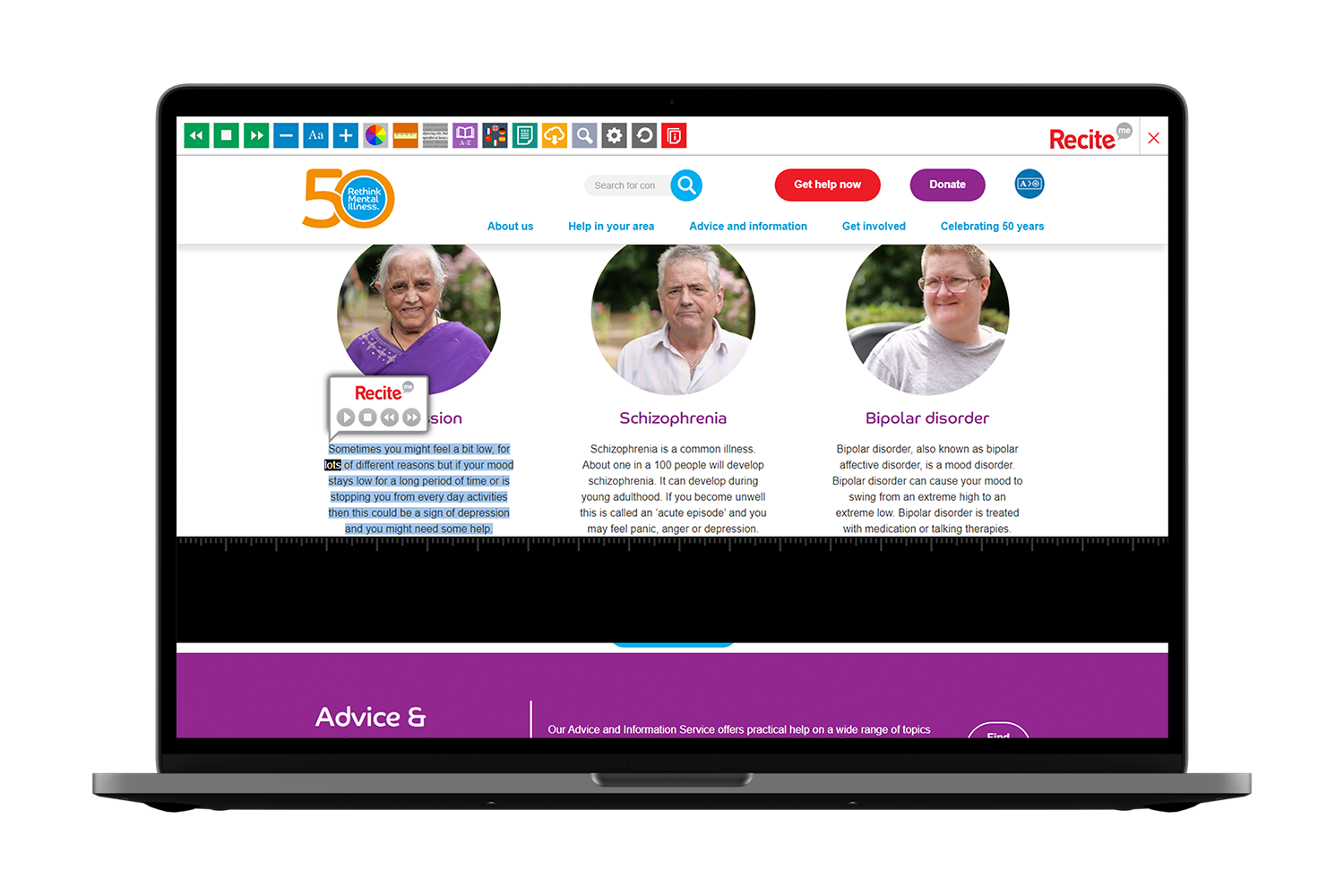 Rethink Mental Illness Provide Accessible Tools Online | Recite Me