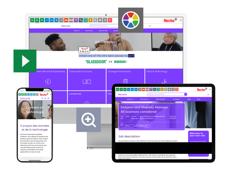 Novuna Drive Inclusivity on their website with the Recite Me Toolbar