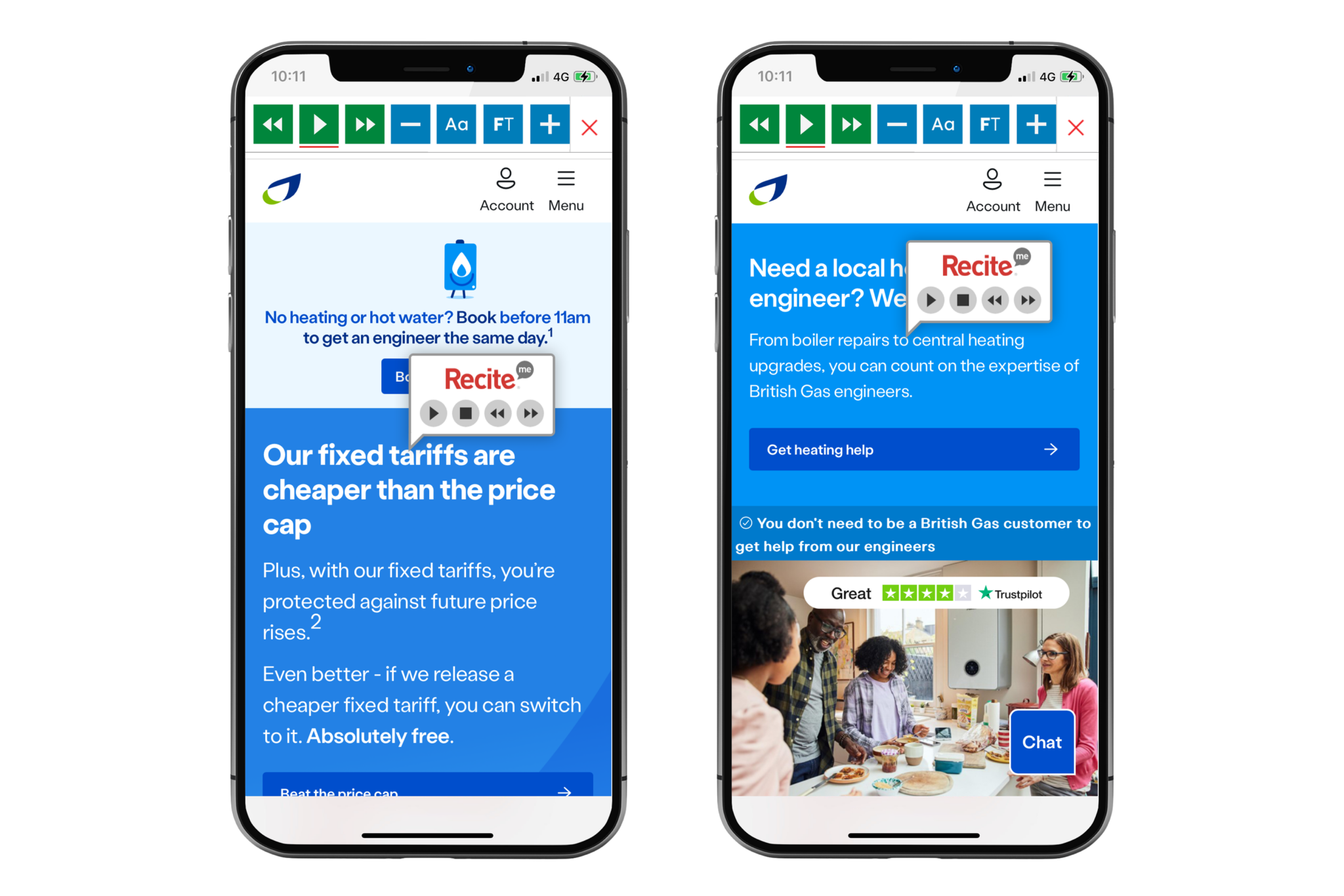 British Gas Inclusive Website | Recite Me
