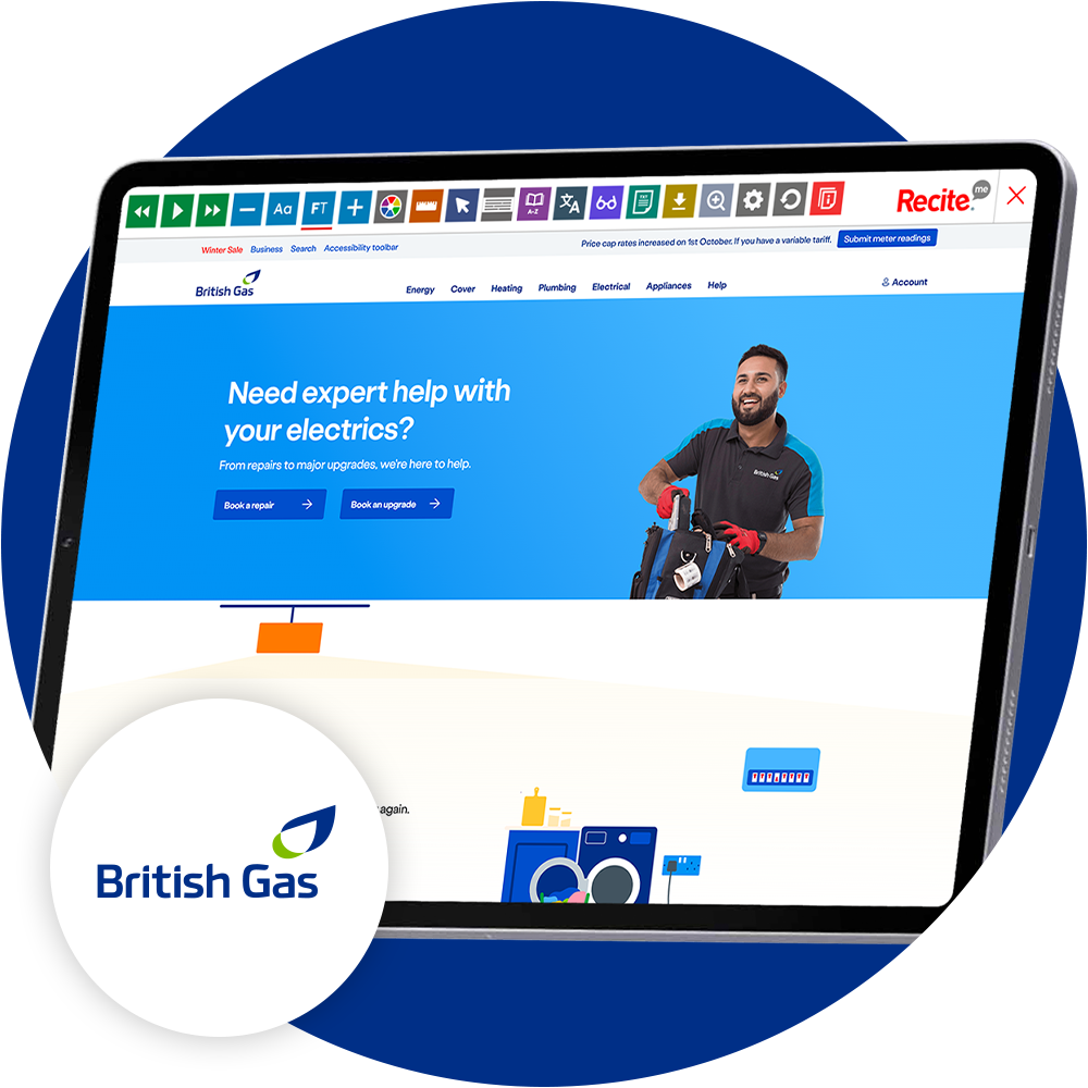 British Gas Inclusive Website | Recite Me