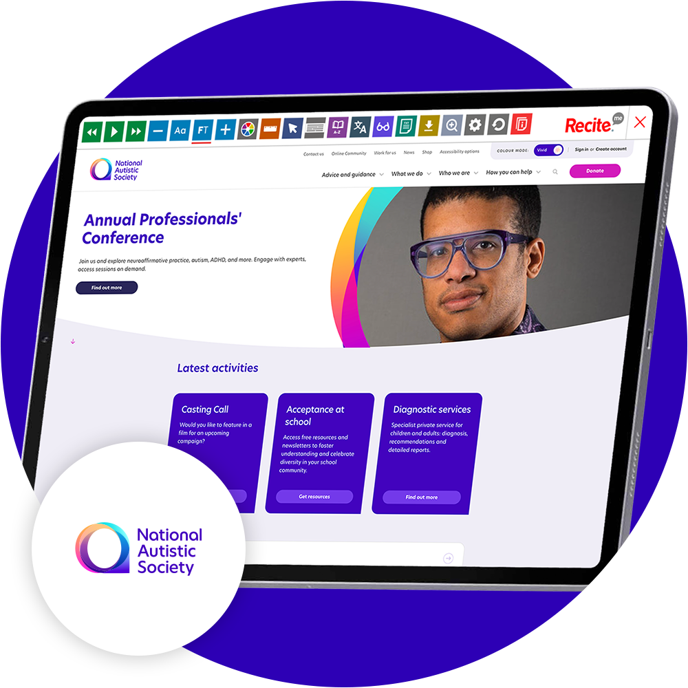 National Autistic Society Inclusive Website | Recite Me