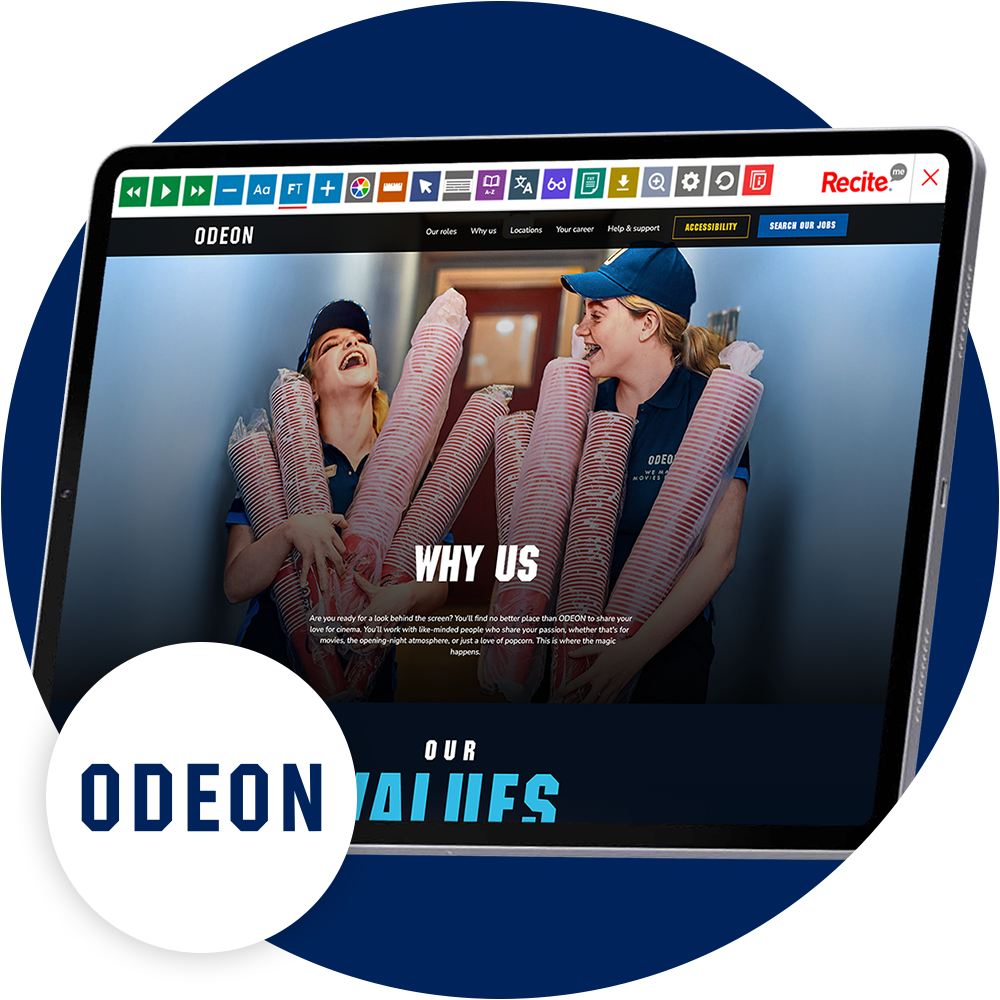 ODEON Cinemas Inclusive Careers Website | Recite Me