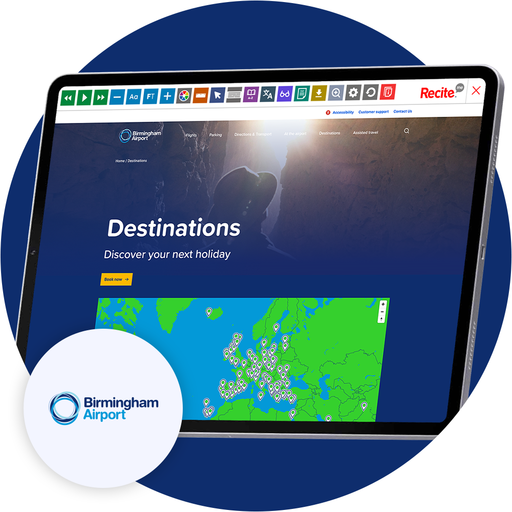 Birmingham Airport Inclusive Website | Recite Me